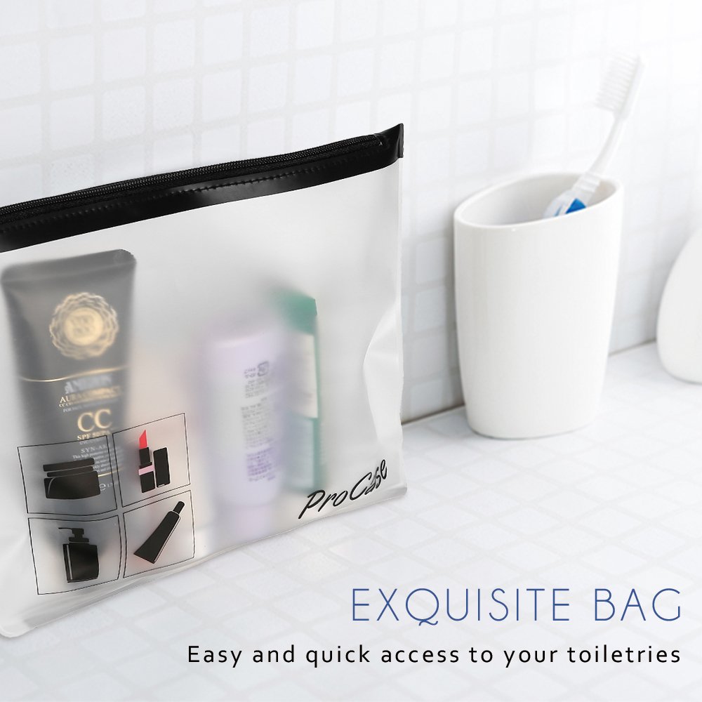 ProCase TSA Approved Fly Travel Toiletry Bag Makeup Pouch, Durable Quart-Size Carry-On Clear Small Handy Bag with Zipper for Liquids Bottles Tubes Cosmetics Container (2-Pack)