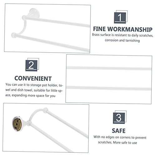 Cabilock 1 PC Double Bar Towel Rack White Bathrobe Towel Organization Bar Double Towel Bar Bathroom Towel Bar Decor Bath Towel Holder Hangers Hand Towel Rail Artistic Accessory Swivel Brass