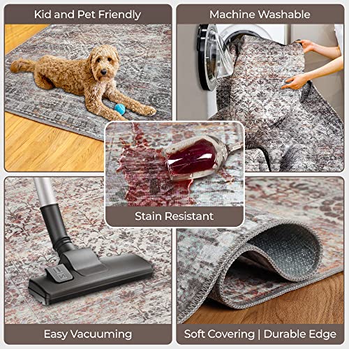 BNM Indoor Runner Rug, Non-Slip Backing for Kids or Pets, Entryway, Living Room, Kitchen, Dorm, Bedroom, Hallway, Machine Washable Rugs, Floor Cover, Diamond Lattice Home Decor, 2' 7" x 8', Cream