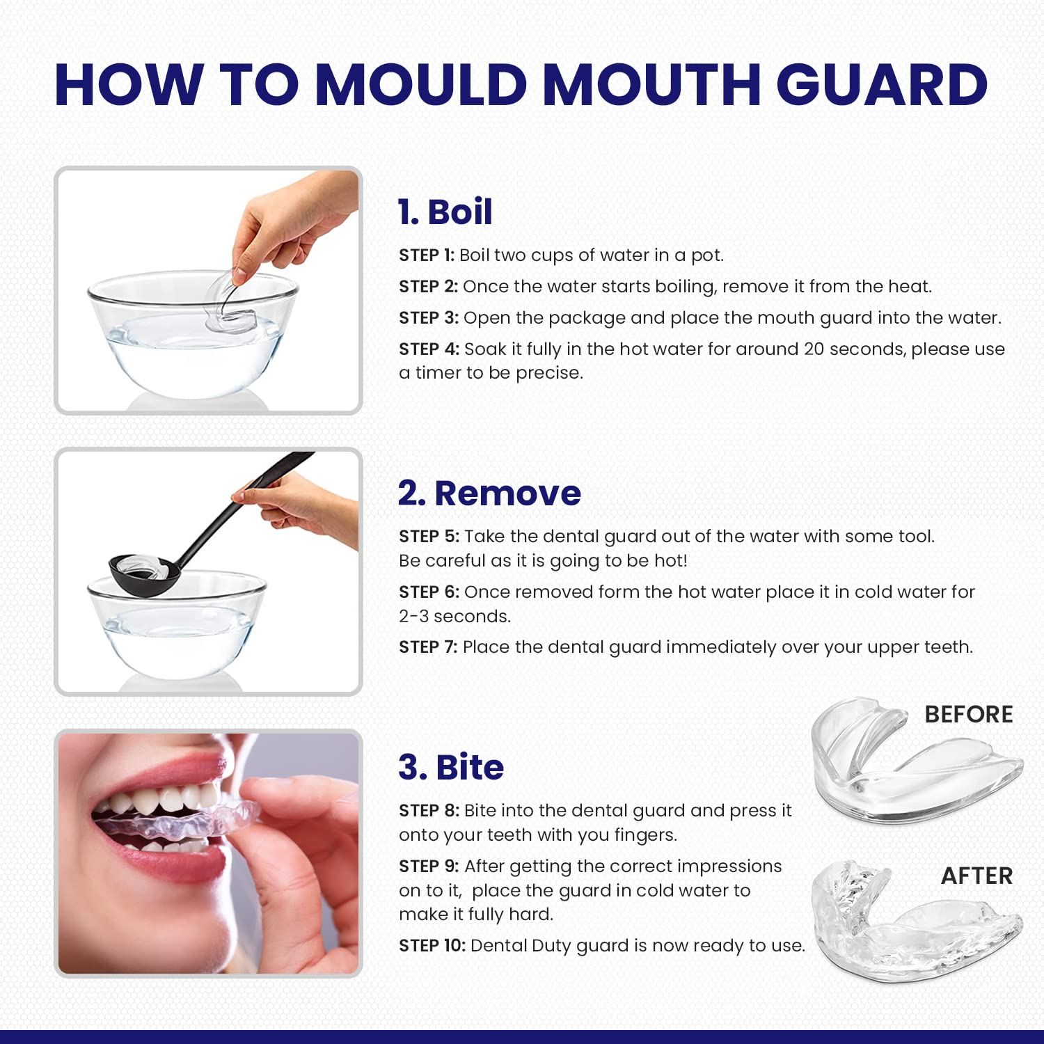 Professional Mouth Guard for Grinding Teeth - 2 Sizes 4 Pieces Mouthguard, Moldable Night Guards for Teeth Grinding, Night Guard for Bruxism & Teeth Clenching - Dental Guard Case