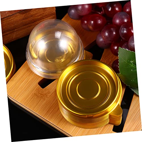 HEMOTON 50pcs Small Containers Square Containers with Lids Mini Cookies Snack Box Container Plastic Round Cake Box Individual Cupcake Golden Packing Box Plastic Boxes Gift Box Paper Cup