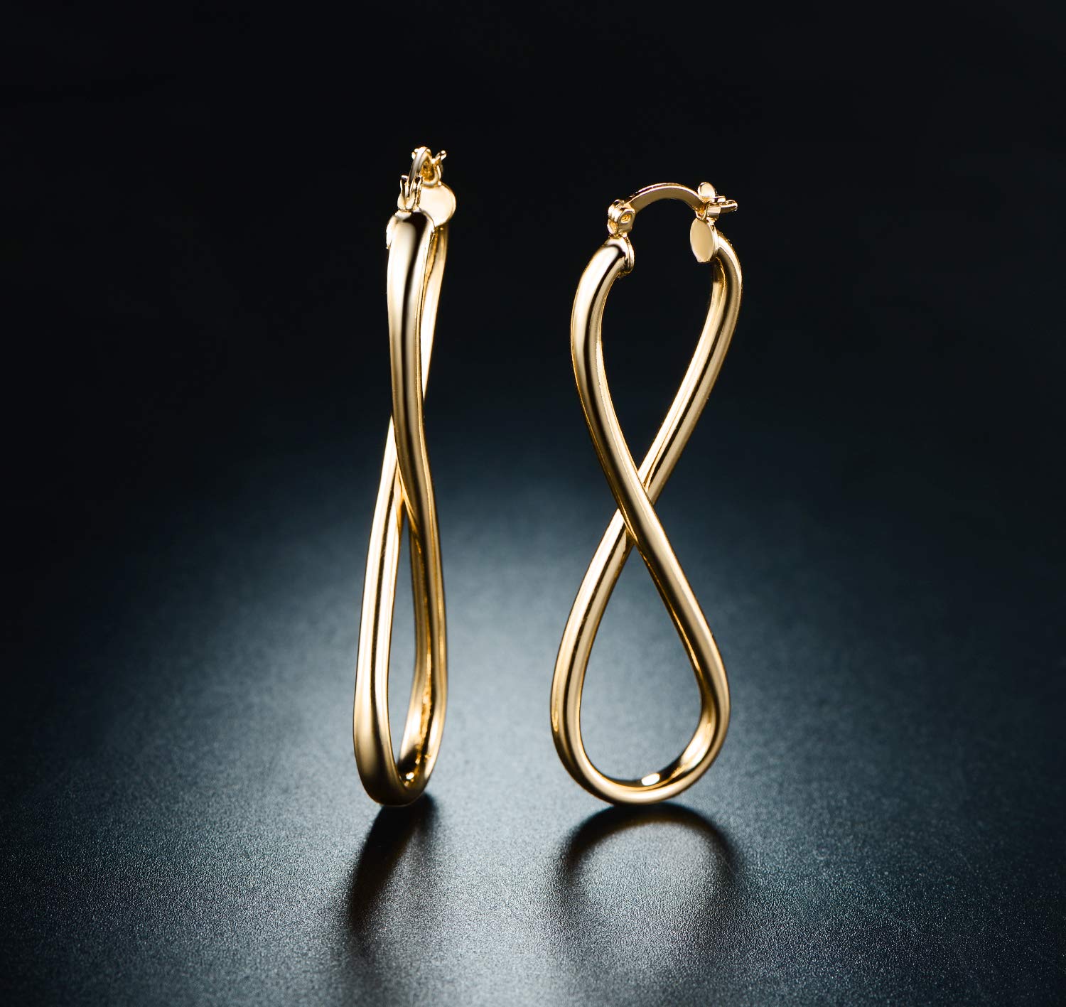 Barzel 18k Gold Plated Infinity Crazy 8 Hoop Earrings (Gold)