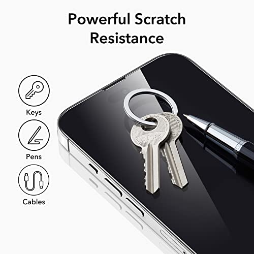 ESR for iPhone 14 Pro Screen Protector, Easy Installation Frame, Military-Grade Protection, Ultra Tough, Scratch Resistant, Tempered-Glass Screen Protector for iPhone 14 Pro, 3 Pack