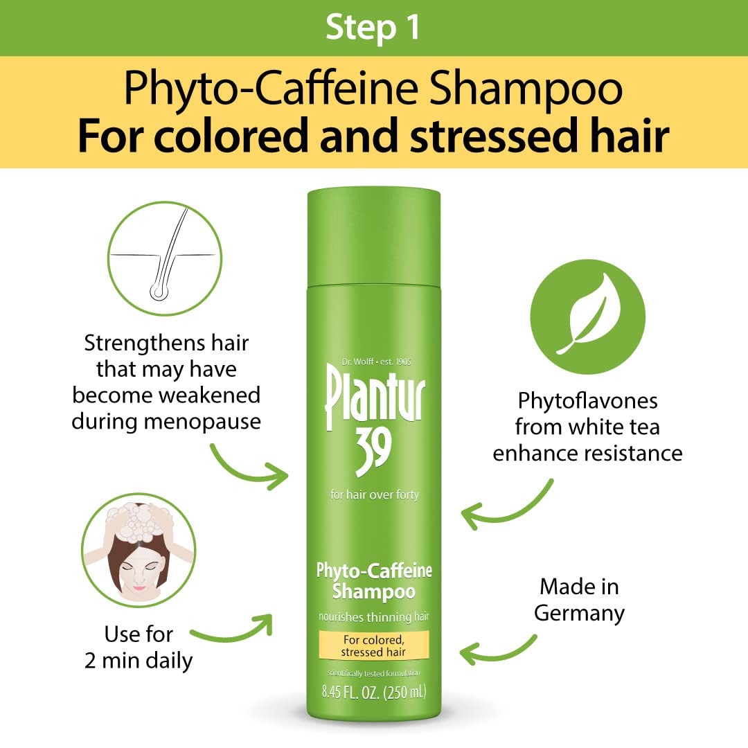Plantur 39 Phyto-Caffeine Women's 3-Step System for Colored, Stressed Hair - Shampoo (8.45 fl), Conditioner (5.07 fl), Tonic (6.76 fl)