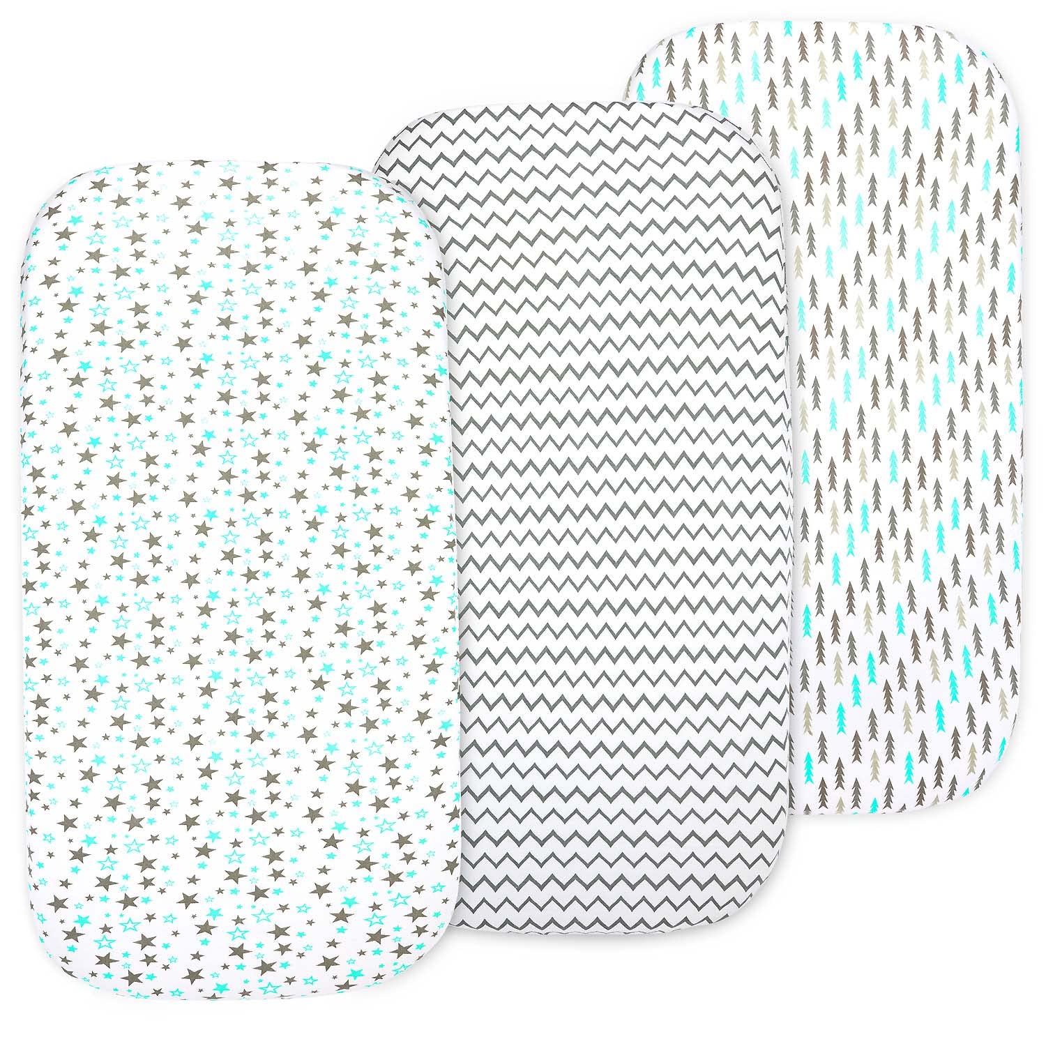 Baby Bassinet Sheet (Grey Elephant, Changing Pad Cover (2 Pack))