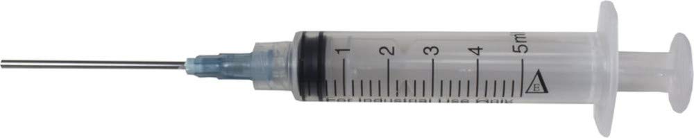Duda Energy SyringeBox005 Industrial Syringes with 15G x 1-1/2" Blunt Tip Fill Needle and Plastic Cover, 5 mL (Pack of 100)