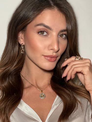 Barzel 18K Gold Plated Symmetrical Drop Chain Earrings for Women - Made in Brazil