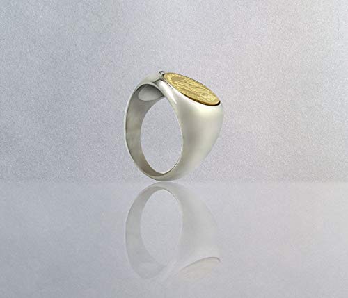 Ben Junot Catholic Unisex Gold Miraculous Ring Stainless Steel Catholic Miraculous Ring-Miraculous Holy Prayer Card Included (Gold) (9)