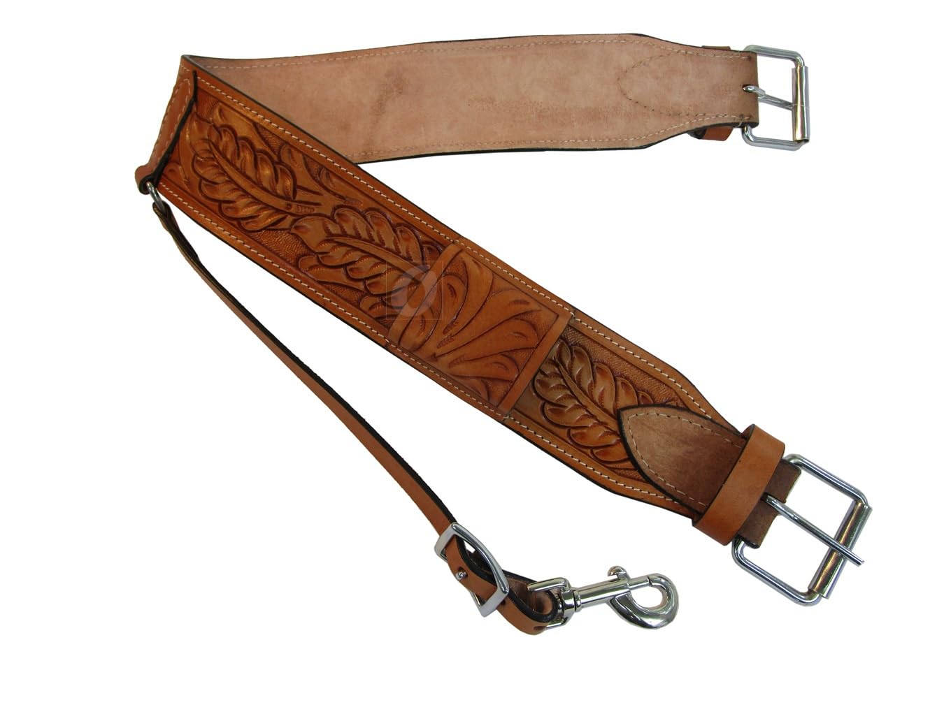 BACK CINCH OAK TOOLED LEATHER WESTERN HORSE ROPING REAR GIRTH FLANK TACK SHOW