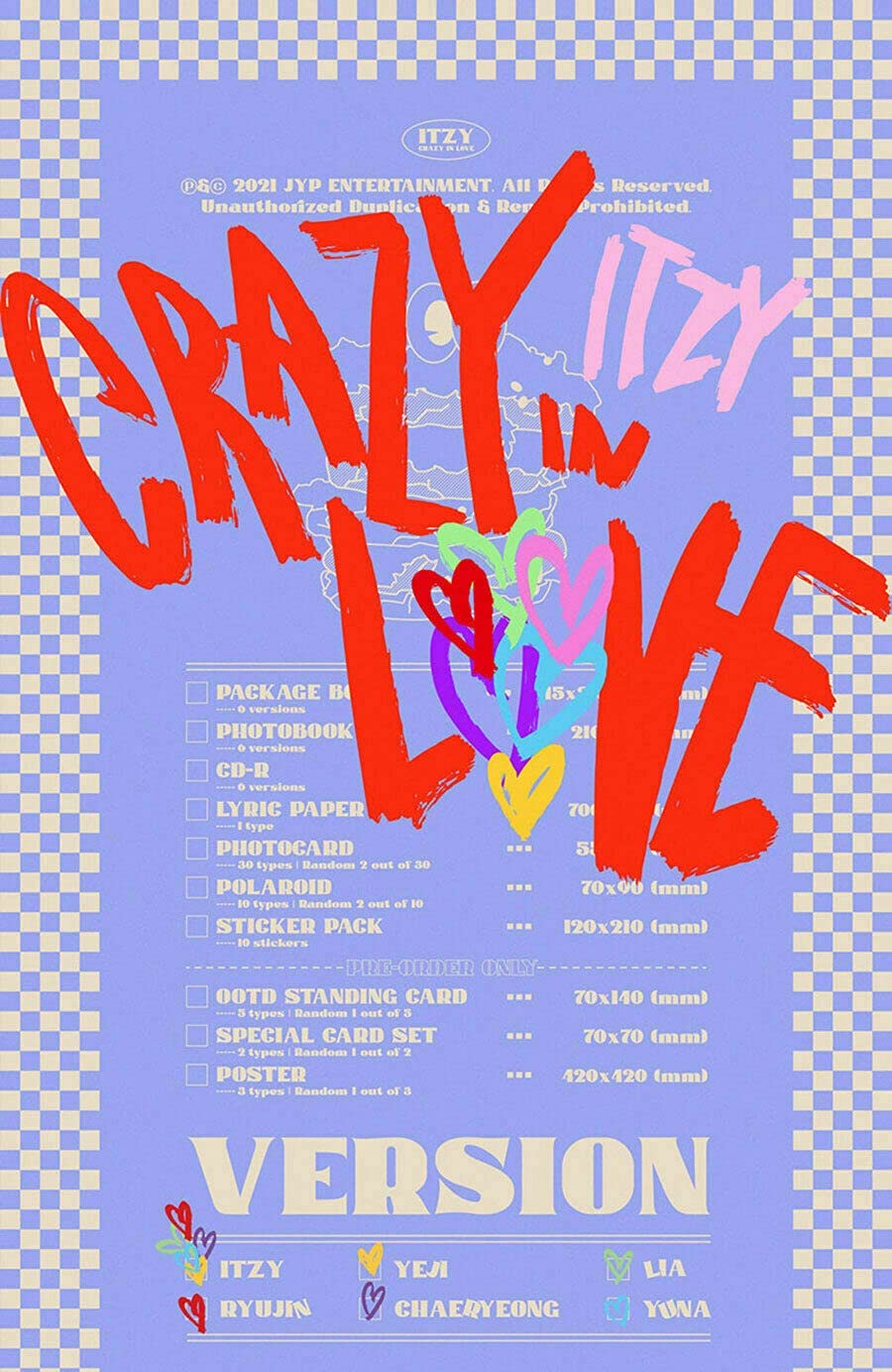 Pledis ITZY - CRAZY IN LOVE (Vol.1) Album+Extra Photocards Set (YEJI ver.)