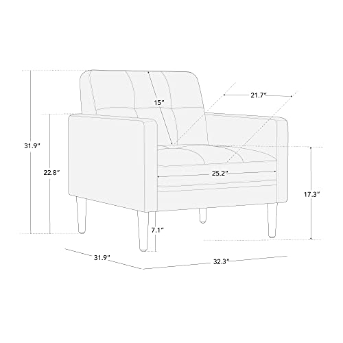 CHITA Mid-Century Sofas Furniture 32.3''W Faux Leather Single Sofa Couch Sets for Living Room Apartment, Grey