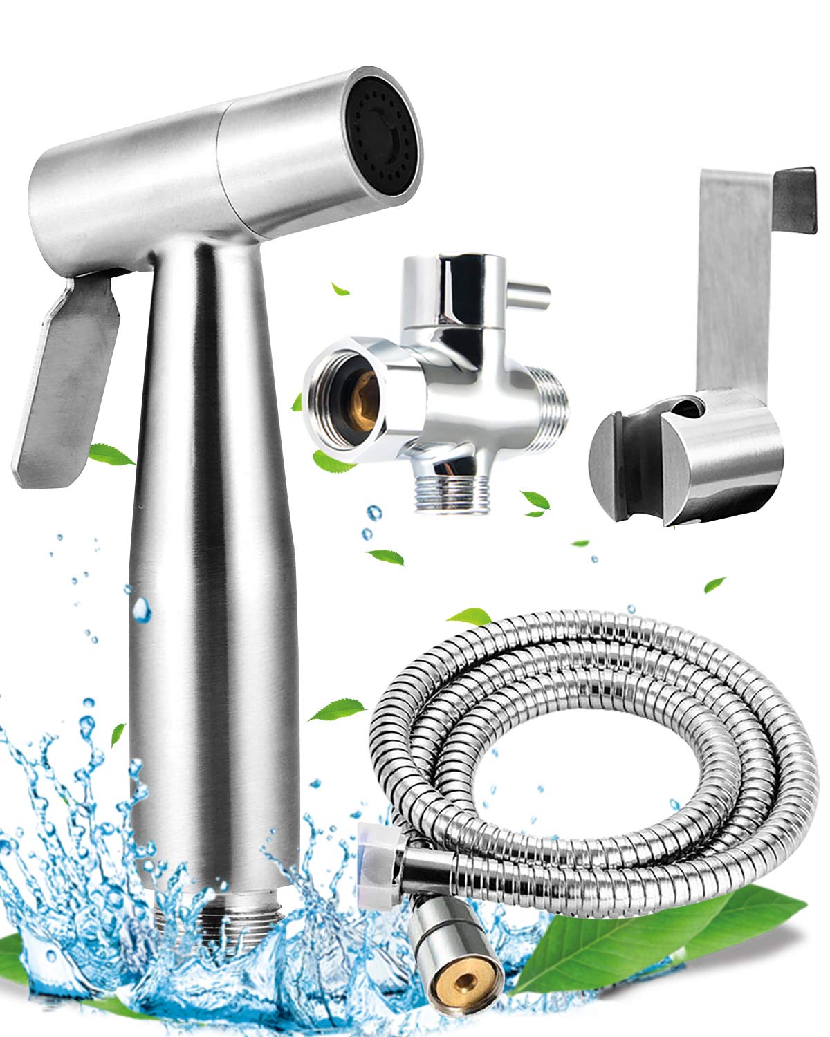 Handheld Bidet Toilet Sprayer Set Premium Brushed Stainless Steel Sprayer for Bidet Attachment Cloth Diaper Sprayer Set,Bathroom Toilet Cleaning…