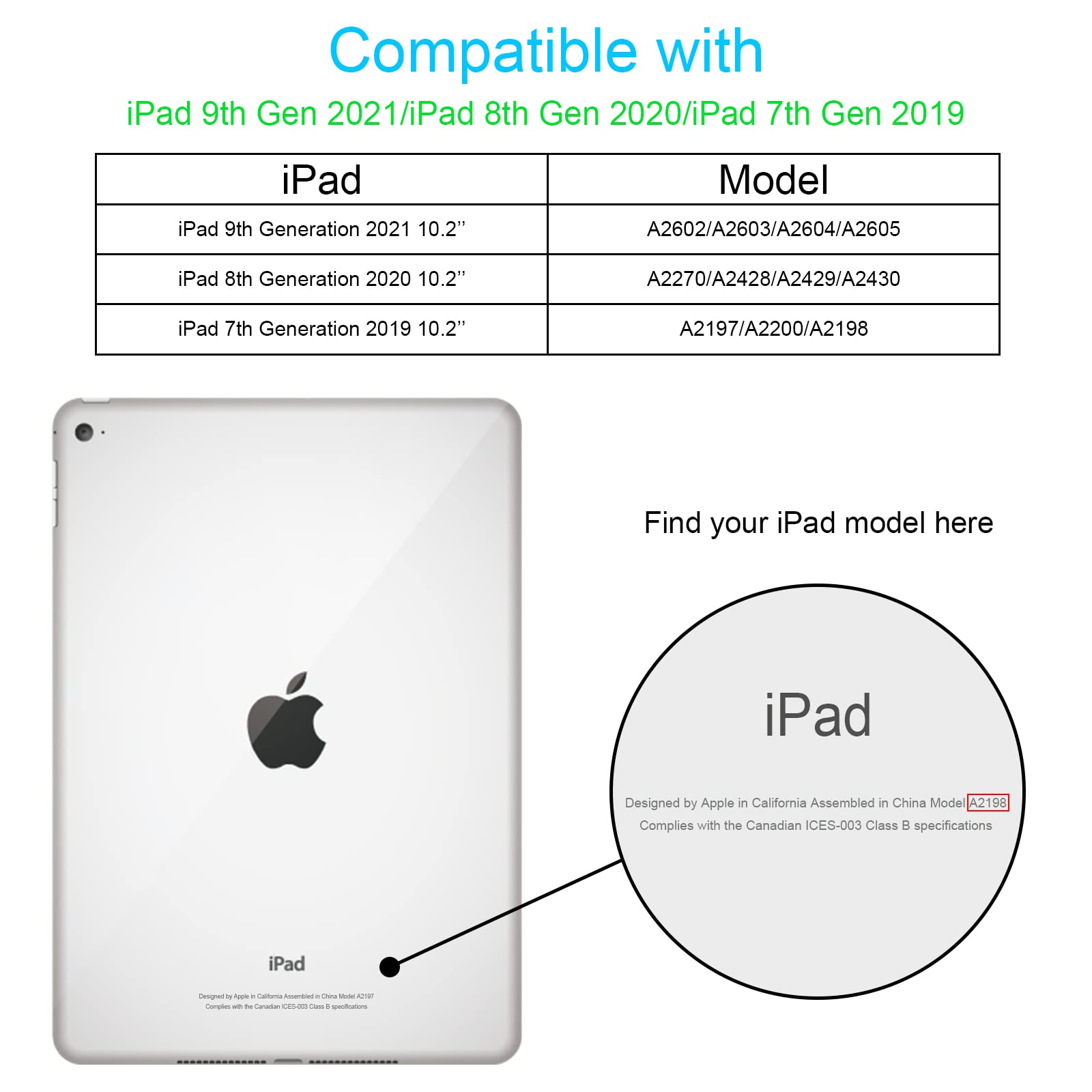for 9th/8th/7th Generation Case (2021/2020/2019),10.2 Case Folding Stand Card Slot, Premium Leather Classic Plaid Cover Auto Wake/Sleep Smart Tablet Cover for 10.2 Inch-Creamy White