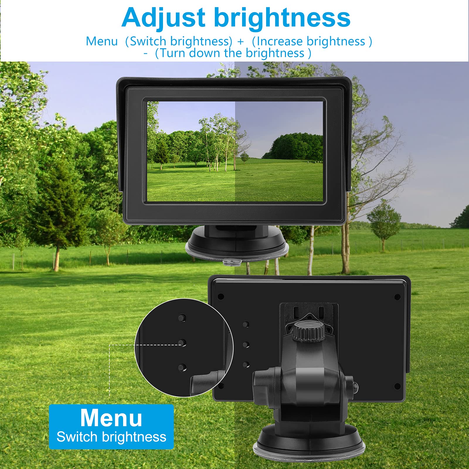 Baby Car Rear Mirror Camera, BackSeat Infant Car Camera with HD Night Vision 4.3 inches HD Mirror Display, Reusable Sucker Bracket, Upgraded 360 Degree Rotating Camera, Easily Watch Baby’s Move in Car