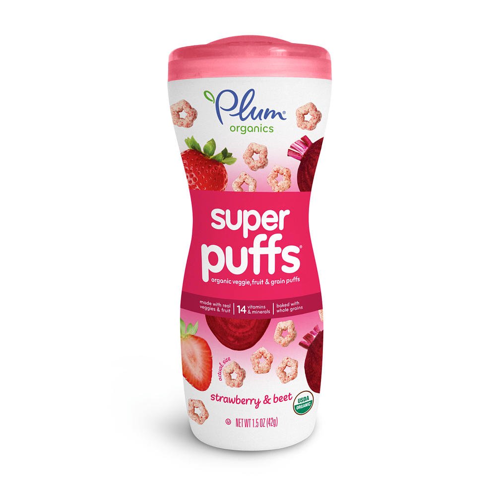 Plum Organics Baby Food Pouch | Super Reds | Strawberry & Beet | 1.5 Ounce | 4 Pack | Organic Food Squeeze for Babies, Kids, Toddlers