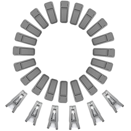 HOUSE DAY 20 Pack Plastic Finger Clips for Hangers, Grey Pants Hanger Clips, Strong Pinch Grip Clips for Use with Slim-line Clothes Hangers, Clips for Velvet Hangers