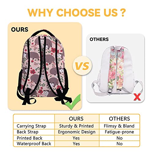 COOPASIA Cute Possum Backpack, 16 Inch Opossum Theme Bookbag with Adjustable Straps, Durable, Lightweight, Large Capacity, School Backpack for Kids Girls Boys