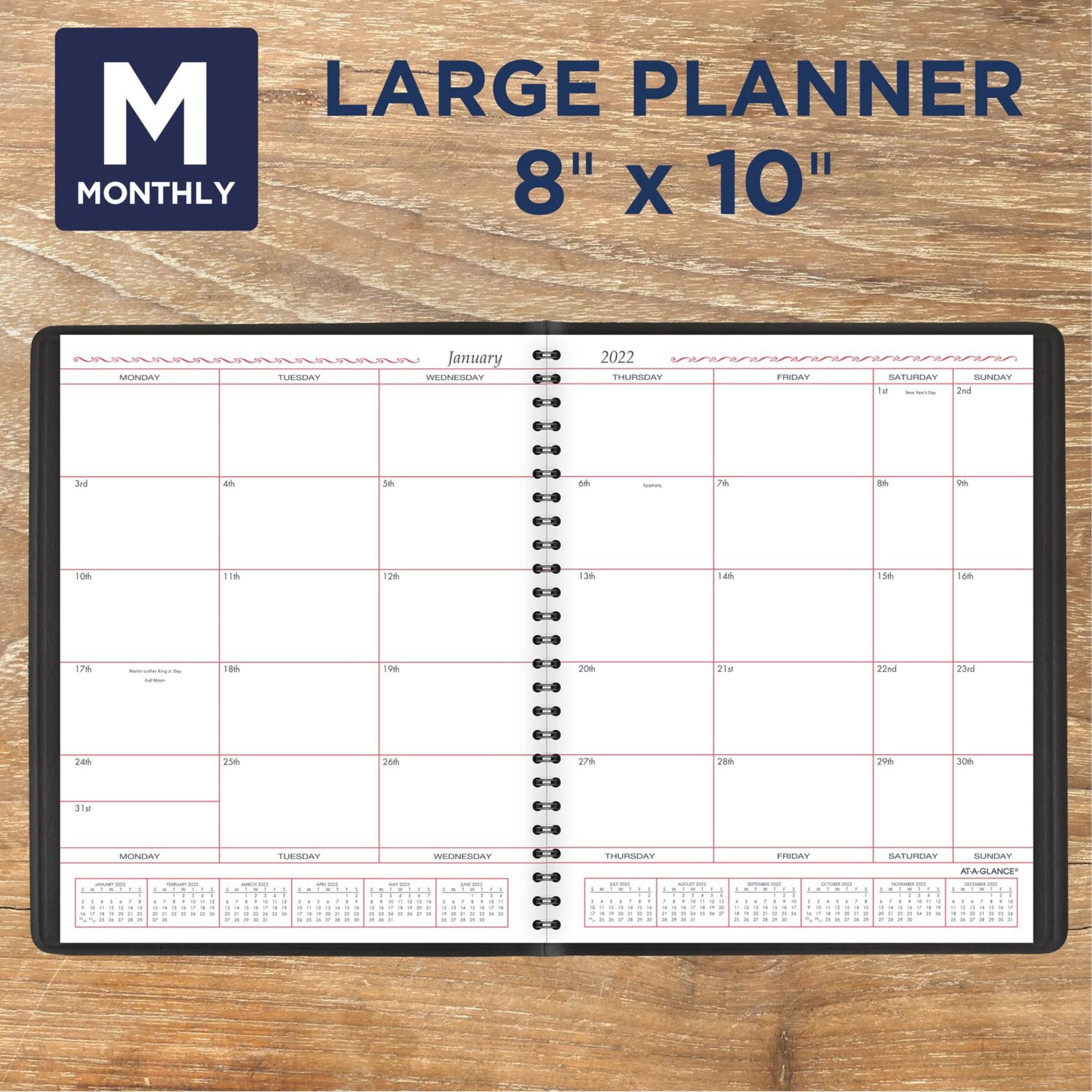 AT-A-GLANCE 2022 Monthly Planner by AT-A-GLANCE, 9" x 11", Large, 15 Months, Fashion Color, Red (7025013)
