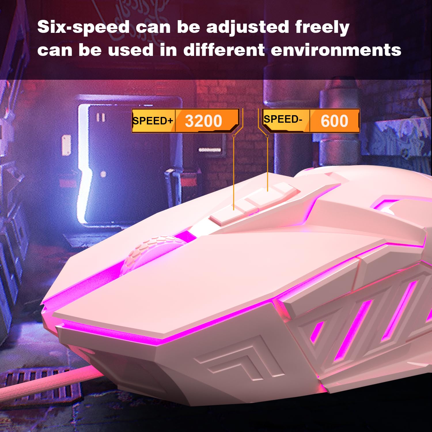 MageGee G10 Gaming Mouse Wired, 7 Colors Breathing LED Backlit Gaming Mouse, 6 Adjustable Speeds, Ergonomic Optical Computer Mouse with 7 Buttons for Windows PC Gamers
