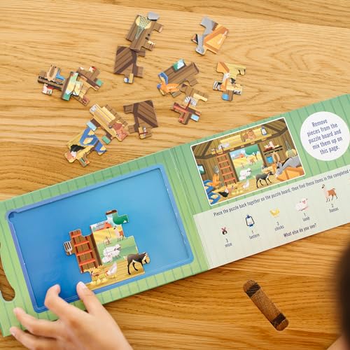 Melissa & Doug Take-Along Magnetic Jigsaw Puzzles Travel Toy On the Farm (2 15-Piece Puzzles) - FSC Certified