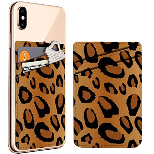 Diascia Pack of 2 - Cellphone Stick on Leather Cardholder ( Leopard Tiling Pattern Pattern ) ID Credit Card Pouch Wallet Pocket Sleeve