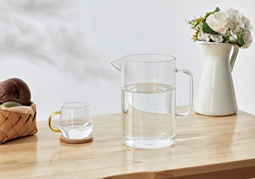 Glass Water Pitcher with Scale Line, Dinner Table Pitcher, Large Serving Carafe for Water, Juice, Sangria, Lemonade, and Milk, Clear Glass Beverage Pitcher (Clear, 85 oz)