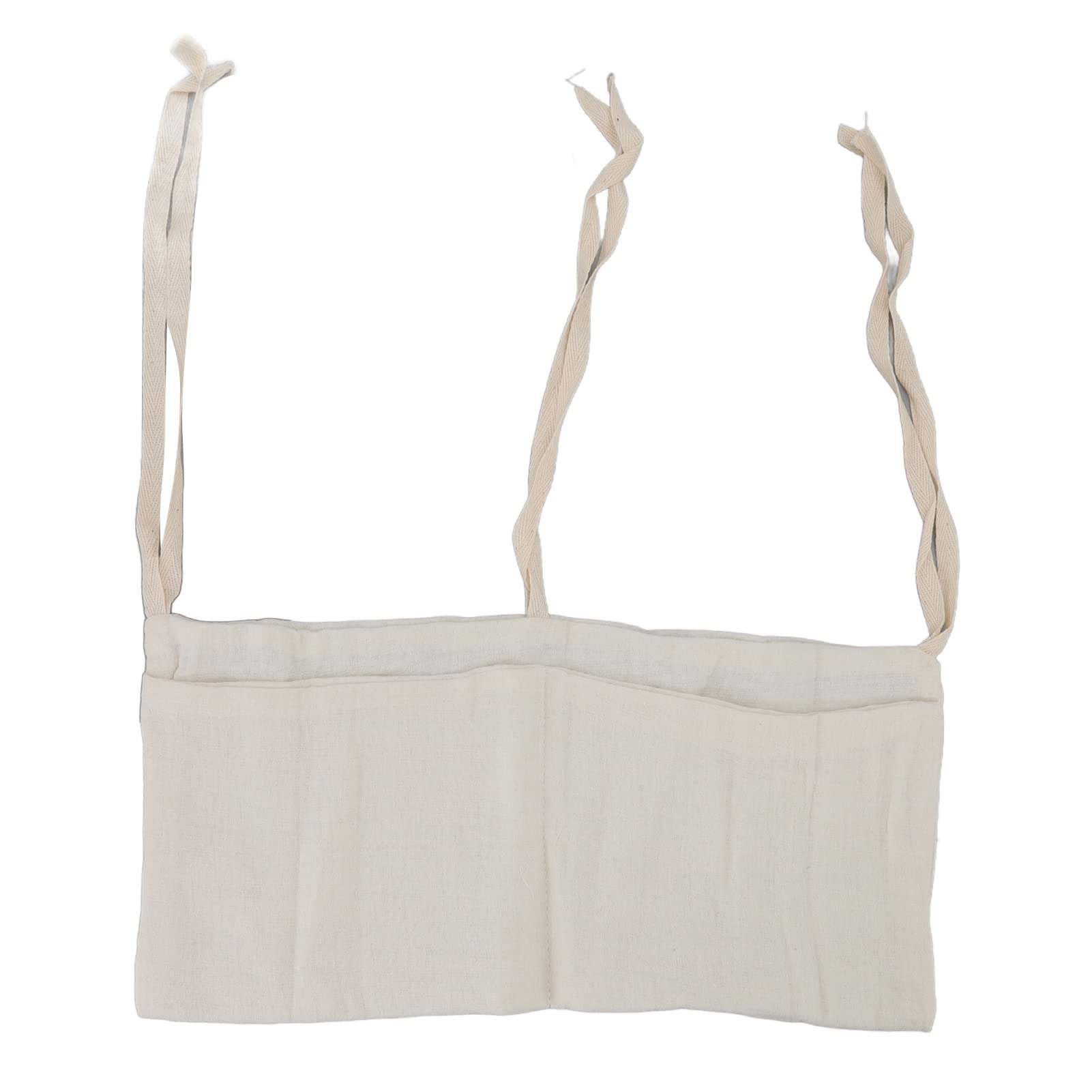 Baby Bed Hanging Bag, Baby Bedside Toy Bag Strap Pure Cotton Fabric 2 Pockets for Home (Beige)