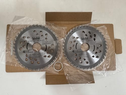 Echo Corner 2-Pack 4.5" Angle Grinder Saw Blade 7/8" Arbor Carbide TCT 40T Fast Fine Cut Trimming Ripping Crosscut Wood MDF Plastic