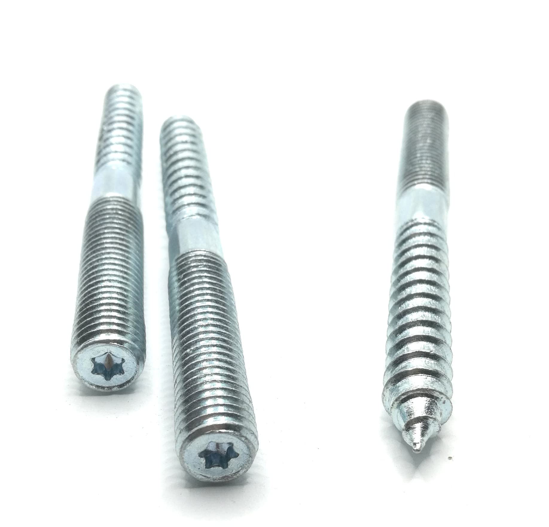 Haozheng Hanger Bolt M12x120 Silvery Double Headed Bolt Self-Tapping Screw with Hexagon for Furniture 8Pcs