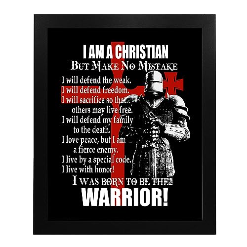 Christian Warrior - Christian Wall Decor Print, Bible Soldier Cross Inspirational Wall Art, Vintage Motivational Faith Gift For Living Room Decor, Office Decor, Church, or Desk Decor, Unframed - 11x14