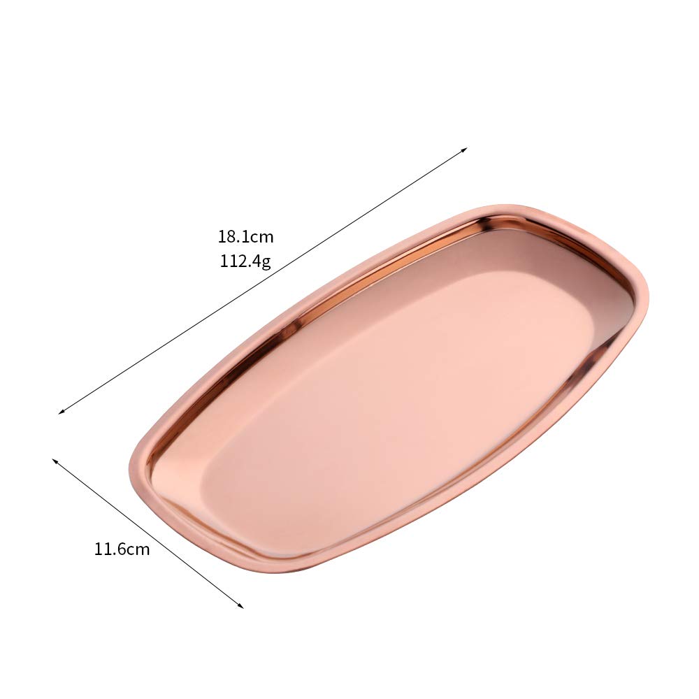 Buyer star Rose Gold 2PCS 7.12inch Stainless Steel Square Tray Fruit Trays Storage Tray Dish Plate Cosmetics Jewelry Decorative Organizer