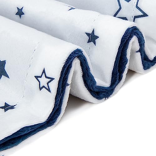 Baby Blanket for Boys Girls Soft Plush Double Layer Minky Blanket with Dotted Backing, Lightweight Receiving Blanket with Star Pattern for Infant or Newborn (30x40 Inch, Blue)