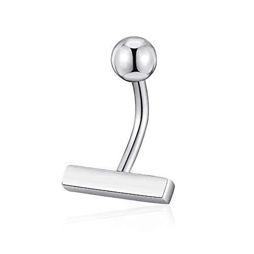 BLBLJERY Small Belly Button Ring Belly Rings Surgical Steel Dainty Bar Navel Ring Simple Belly Rings Belly Button Piercing Silver