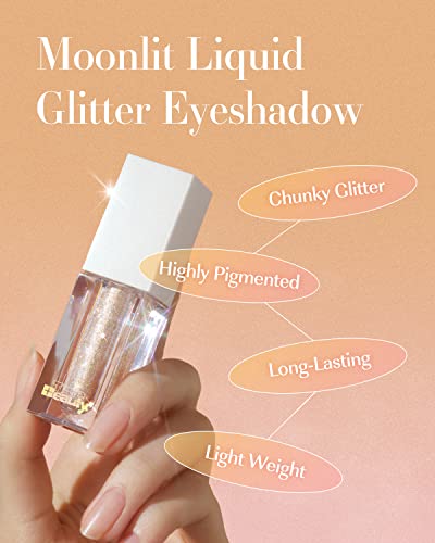 AMTS Webtoon True Beauty - 02 Some Sweet Glitter | Liquid Pink Gold Chunky Glitter Eyeshadow | Highlighter, K-Drama Korean Makeup, Highly Pigmented, Long Lasting Shimmer (Some Sweet)