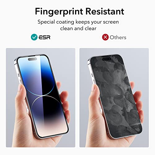 ESR for iPhone 14 Pro Screen Protector, Easy Installation Frame, Military-Grade Protection, Ultra Tough, Scratch Resistant, Tempered-Glass Screen Protector for iPhone 14 Pro, 3 Pack