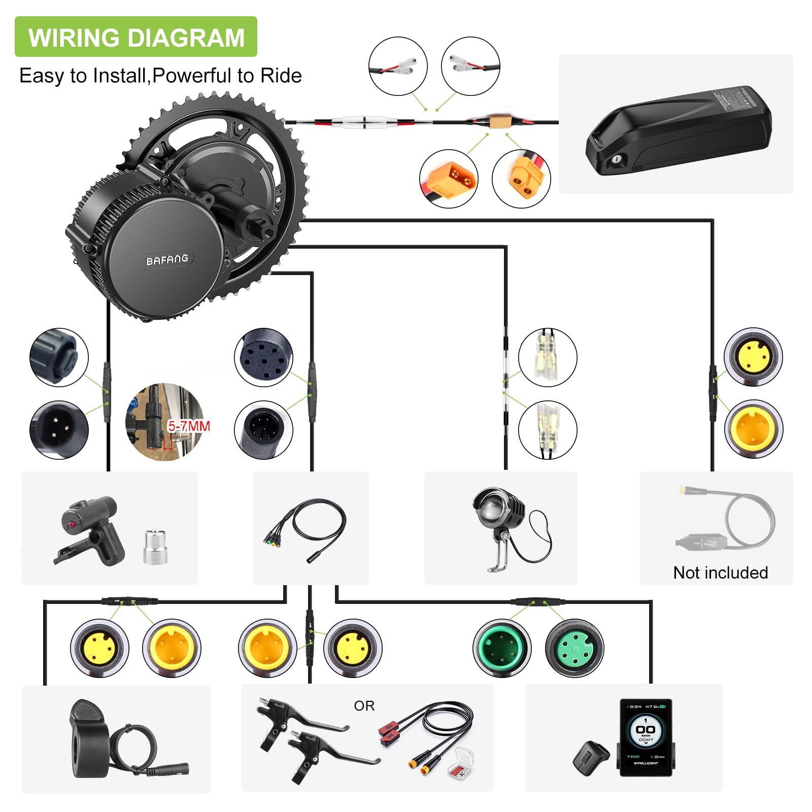 BAFANG 48V 750W Mid Drive Kit BBS02B Motor Ebike Conversion Kit DIY Electric Bike Kit with Battery and Charger