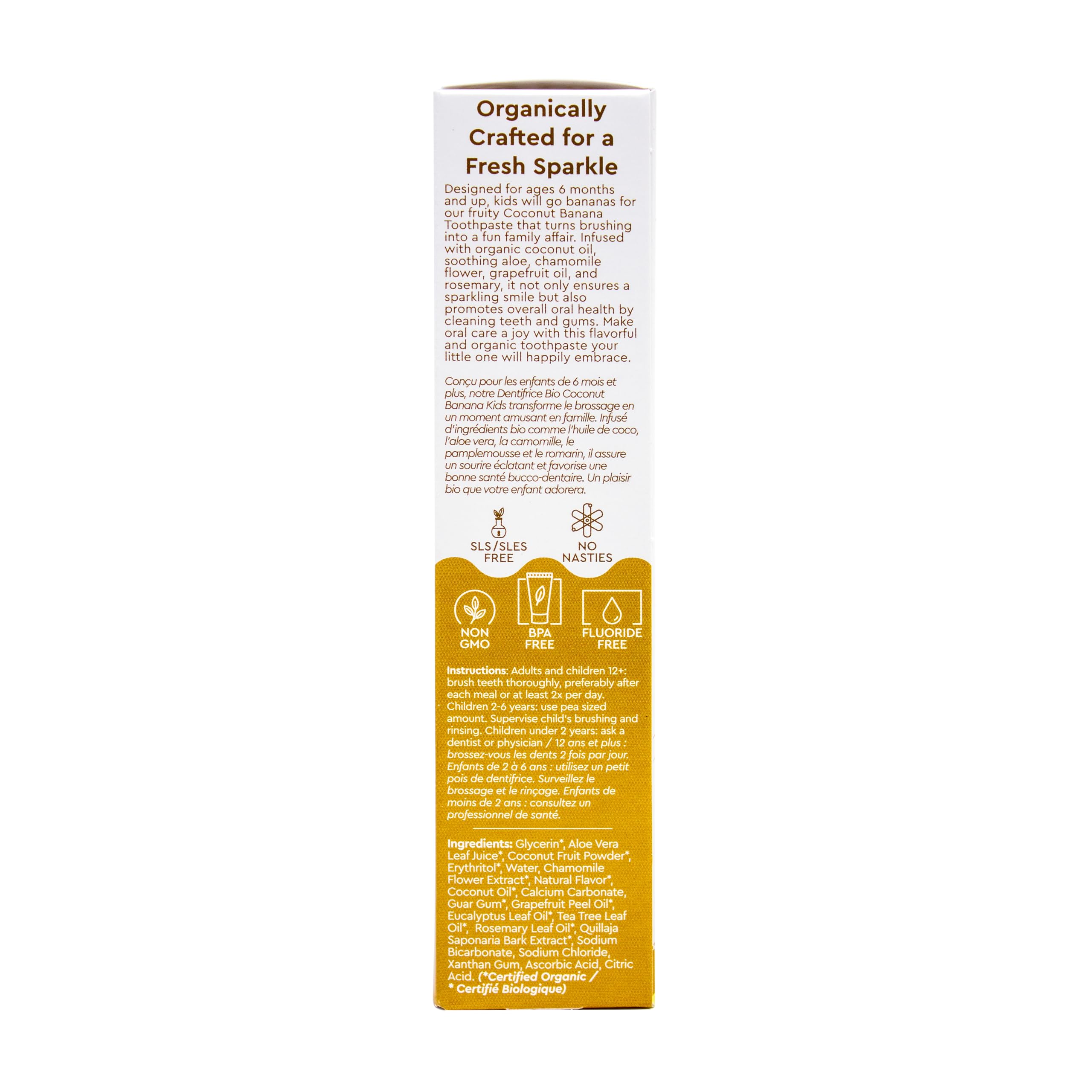 Radius USDA Kids Organic Toothpaste, Coconut Banana, 3 Oz (Pack of 1)