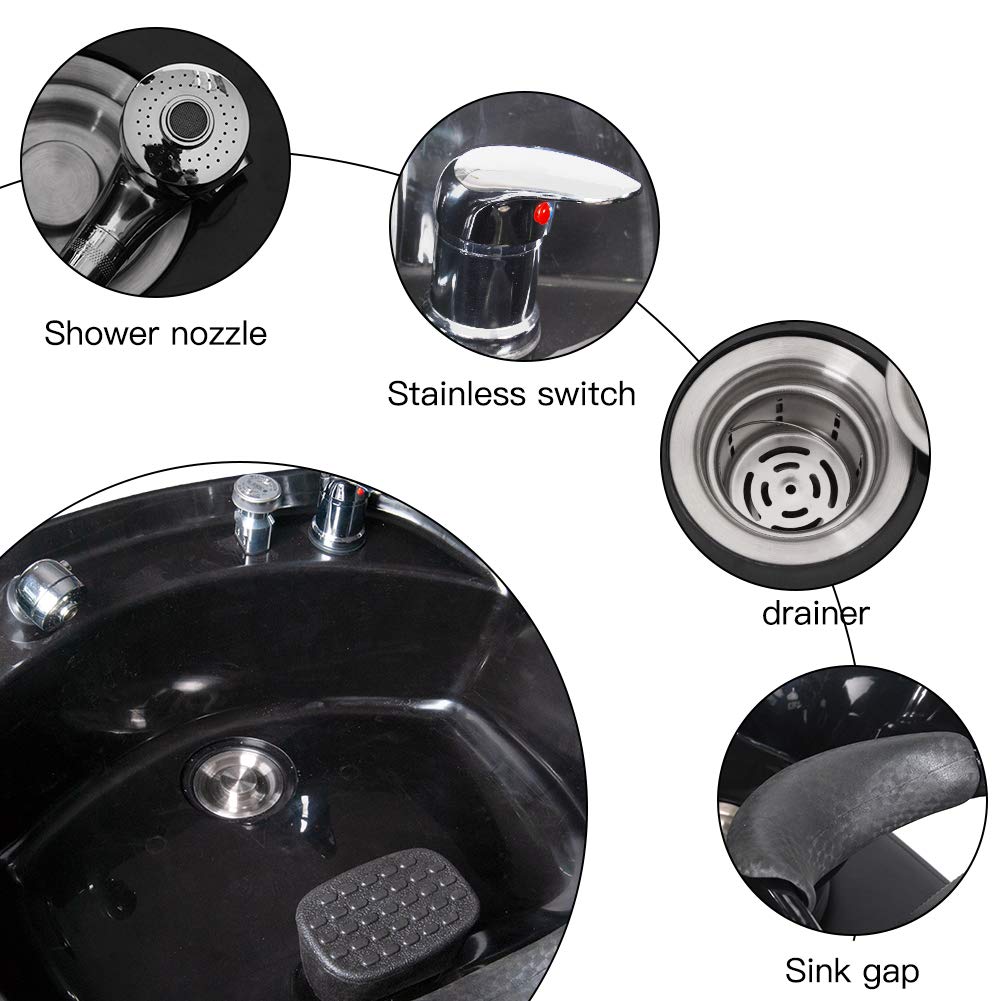 Polar Aurora New Backwash Barber Chair ABS Plastic Shampoo Bowl Sink Unit Station Spa Salon Equipment