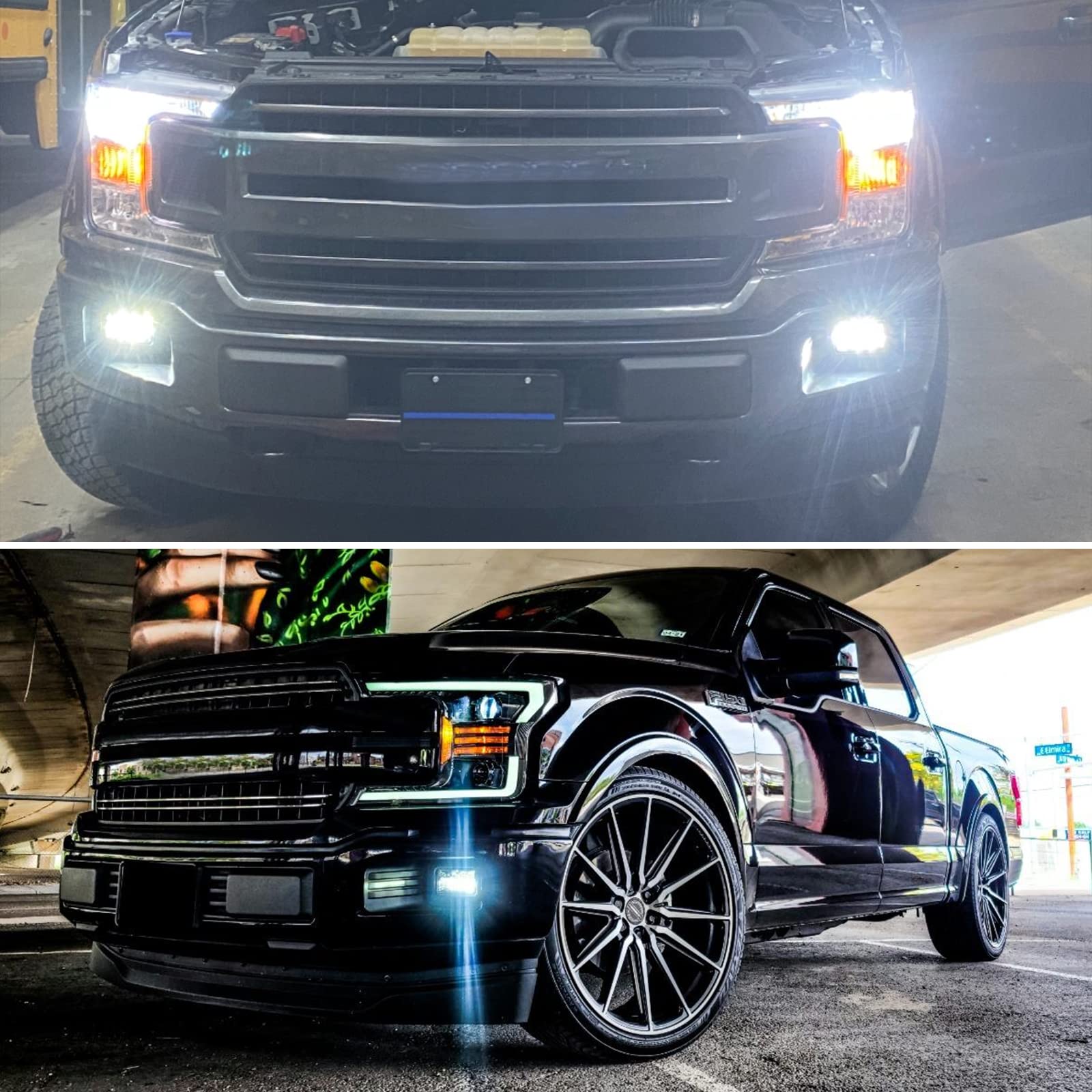 BICYACO LED Fog Lights with DRL Daytime Running Lights Compatible with 2015-2020 Ford F150, 4 Inch LED Fog Light Assembly Kit, 36W Waterproof LED Bumper Lamps Set-1 Pair