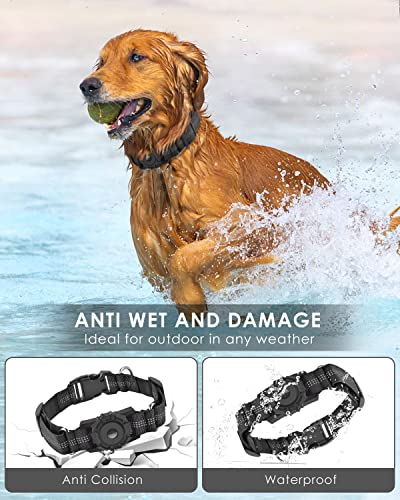 KATUMO AirTag Dog Collar, Reflective Dog Collar for Apple AirTag, Adjustable Soft Nylon Pet Collars with AirTag Holder for Medium Dogs (M, Black)