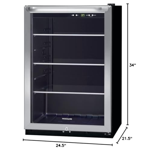 Frigidaire FRYB4623AS Beverage Center holds up to 138 12 oz. cans, Contemporary Handle Design, Electronic Temperature Control with LED Digital Display, Reversible Door Swing Option, in Silver