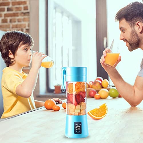 Portable Blender Mixer,Personal Juicer,Smoothies and Shakes Blender,HandCup Fruit Machine Blender 380 ML (Blue, Pink, Purple & Pink Color available) (Blue)
