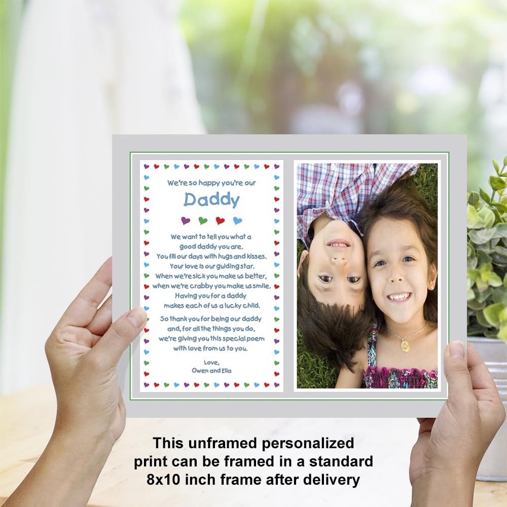 Poetry Gifts Daddy From Twins or Children for Valentine's Day or Birthday, 8x10 Inch Print Personalized with Names and Photo