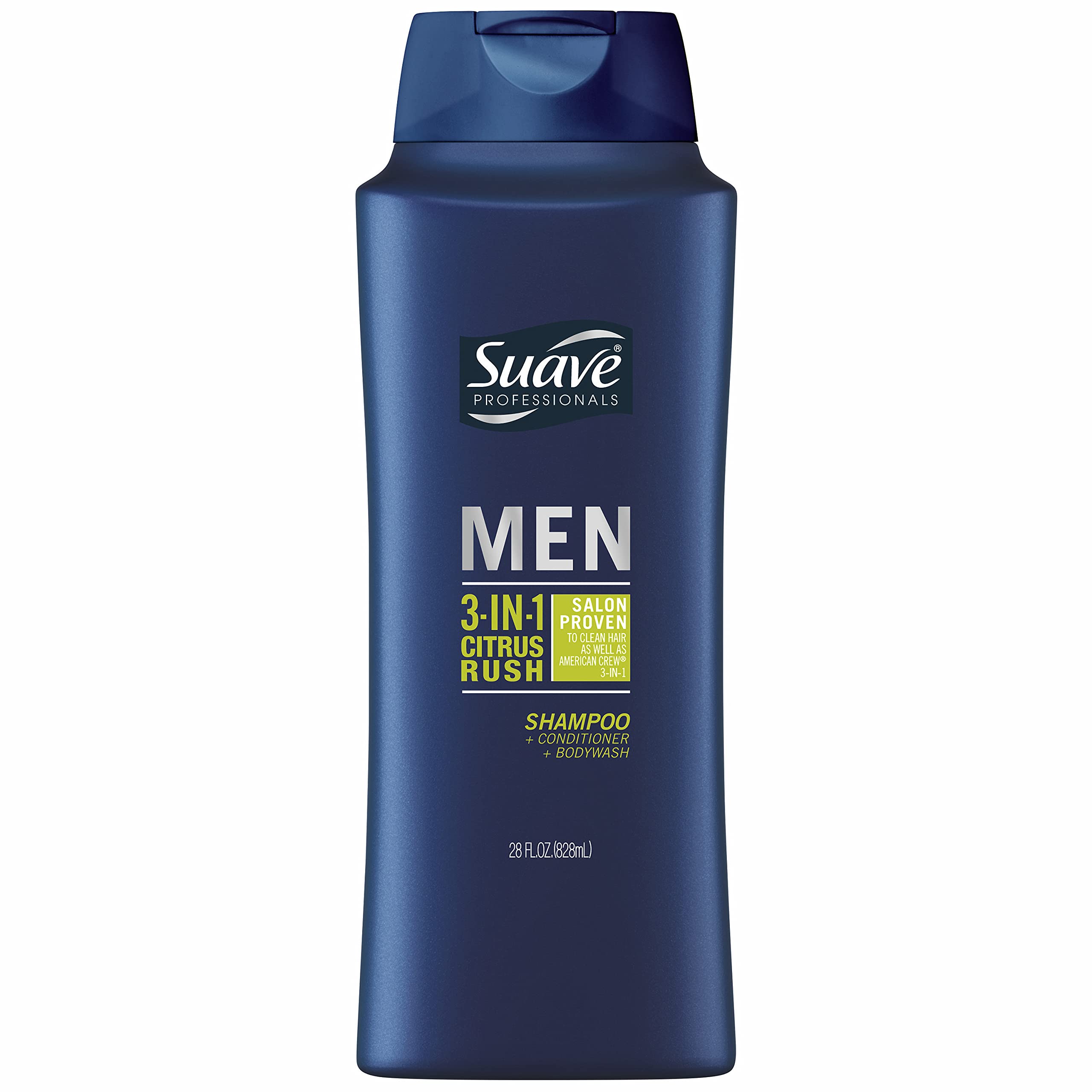 Suave Men 3-in-1 Shampoo Conditioner Body Wash for Gentle Cleansing and Conditioning Citrus Rush Mens Shampoo 3 in 1 Formula with Keratin and Glycerin 28 oz