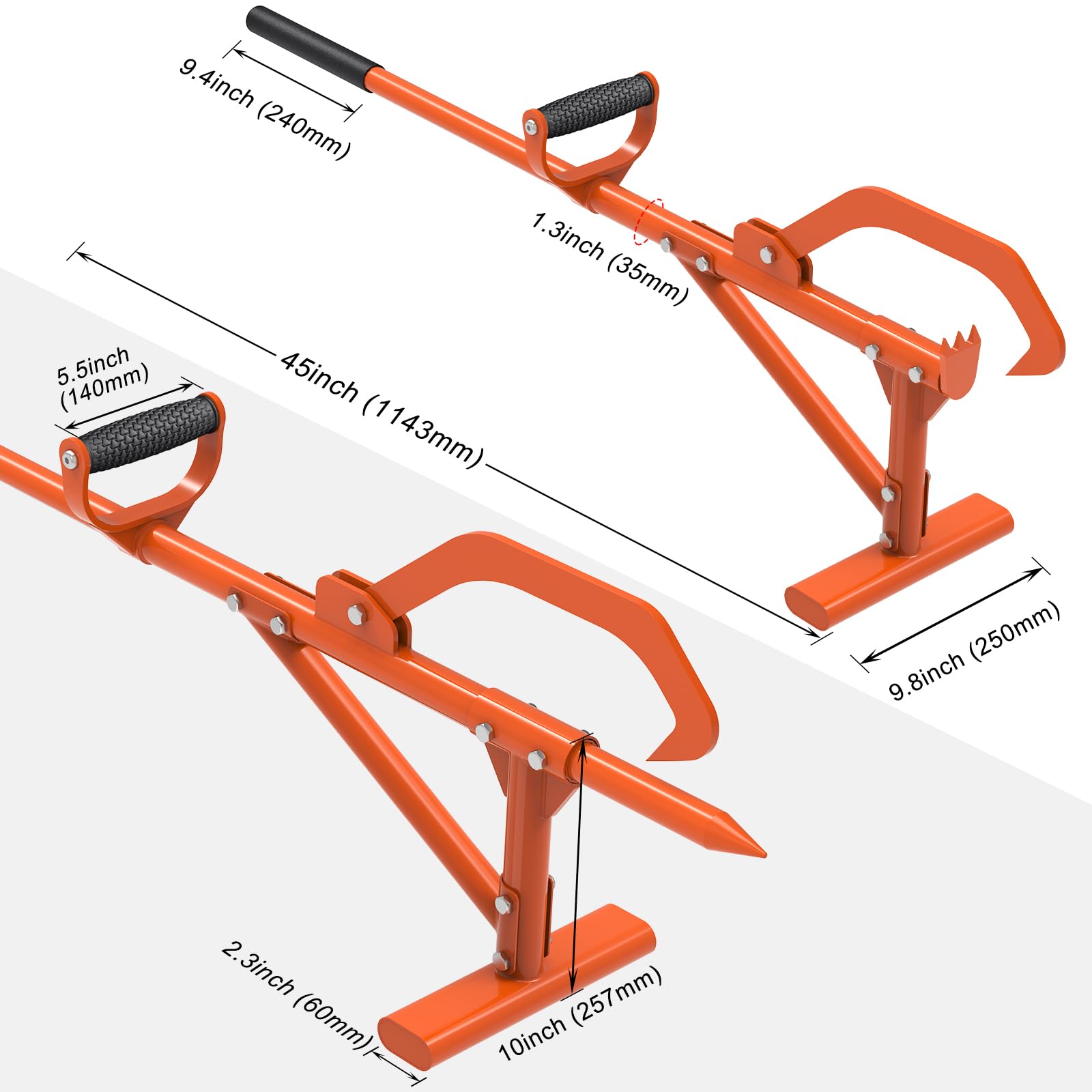 Dolibest 45'' Heavy-Duty Steel Timberjack Log Lifter, Log Handler with Cant Hook, 4 in1 Multifunction Logging Tool for Log Hauler/Grabbing/Rolling/Raising Up Log for Professional/Home Use