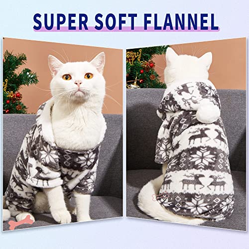Christmas Pet Clothes with Hat,Soft Fleece Warm Hoodie Sweater Elastic,Suitable for Clothes Outfit for Puppy Small Dogs Cats(Grey,XXXX-Large)