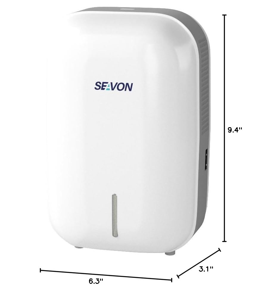 SEAVON 27OZ Dehumidifier Small Dehumidifiers for Home 2200 Cubic Feet (260 sq ft), Portable and Compact 800ML Capacity Quiet Dehumidifiers for Bedroom, Bathroom, RV, Closet, Basements, Auto Shut Off