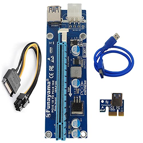 Funayama PCI-E Riser Graphics Card Extension for GPU Mining rig, Ethereum Mining GPU Extension, Riser Card, GPU Currency Mining, USB 3.0 Cable Graphics Card Extension Cable