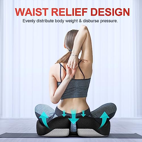 Benazcap X Large Memory Seat Cushion for Office Chair Ergonomic Cushions Pad Pillow for Pressure Relief Sciatica & Pain Relief Memory Foam for Long Sitting for Gaming Chair and Car Seat Black