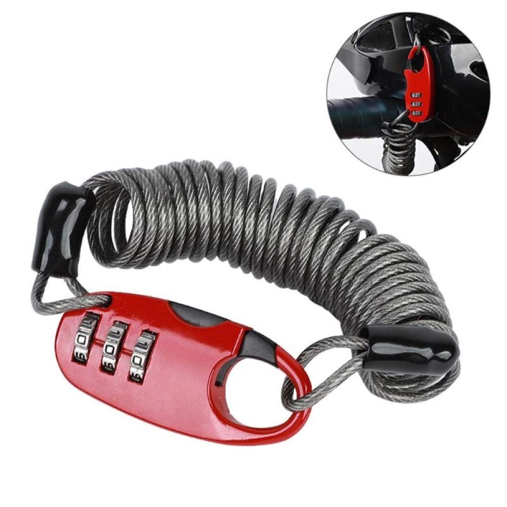 Bicycle Lock Bicycle Lock Anti-Theft Mini Helmet Lock Motorcycle Cycling Scooter Combination Password Safety Cable Lock-White Lock Bike Lock (Color : White) (Color : Red Lock)